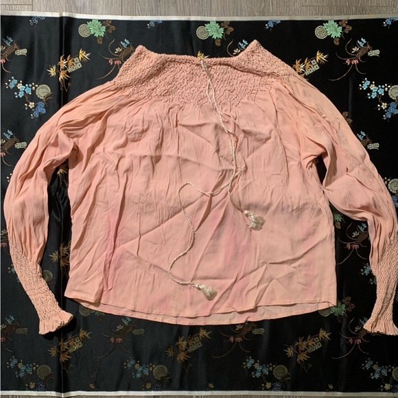 Antique | Tops | Antique Pink Embellished Peasant Top | Poshmark